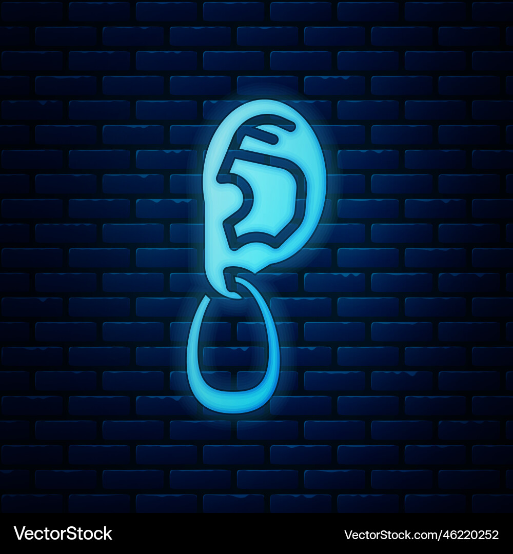 Glowing neon ear with earring icon isolated on Vector Image