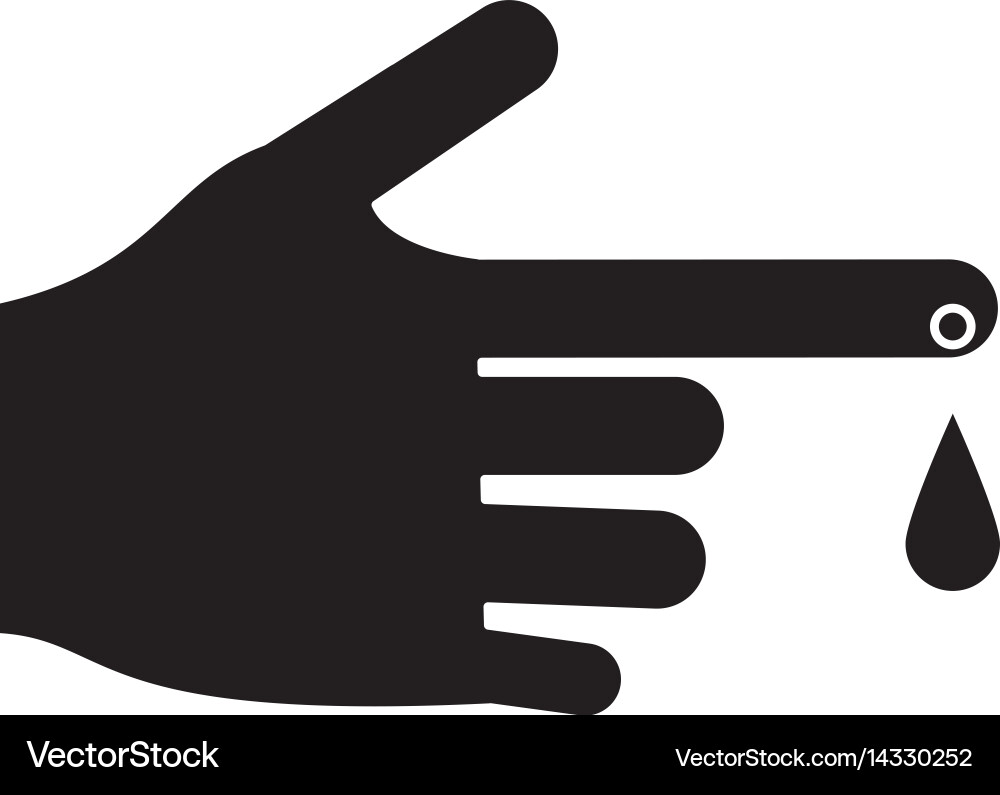 Hand blood drop symbol pictograph Royalty Free Vector Image