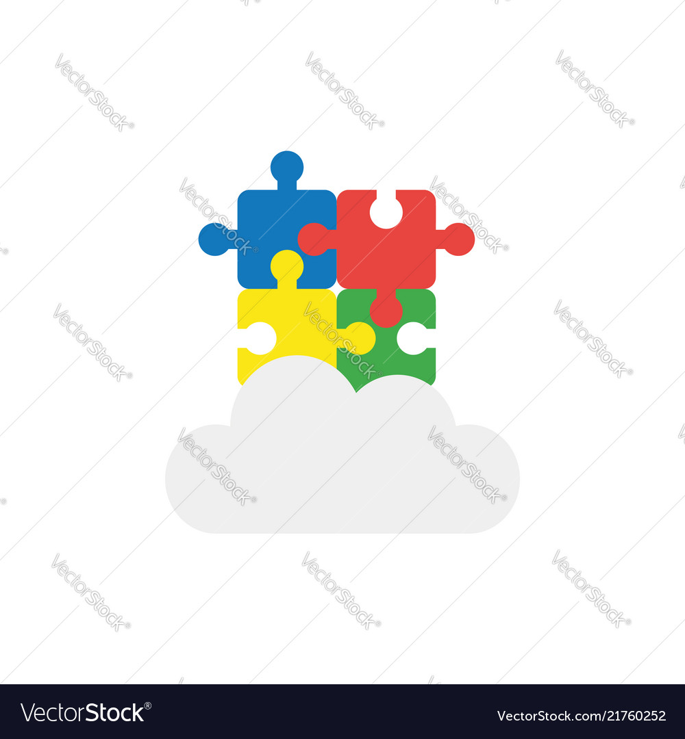 Icon concept four connected jigsaw puzzle Vector Image