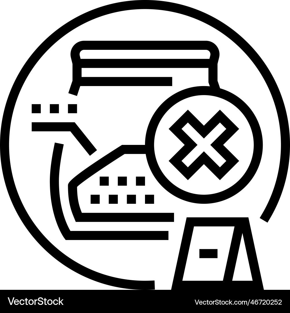 Inadmissible evidence crime line icon Royalty Free Vector