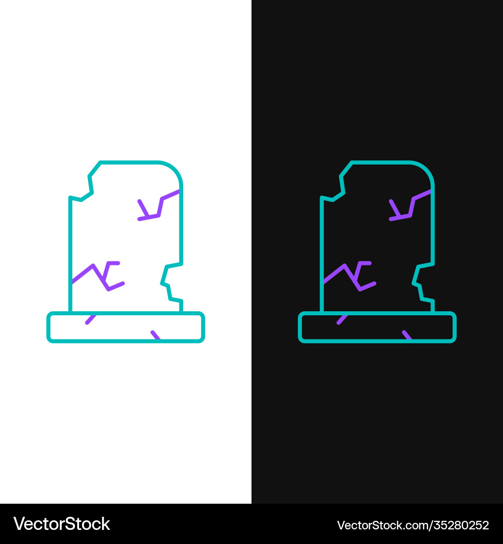 Line old grave with tombstone icon isolated Vector Image