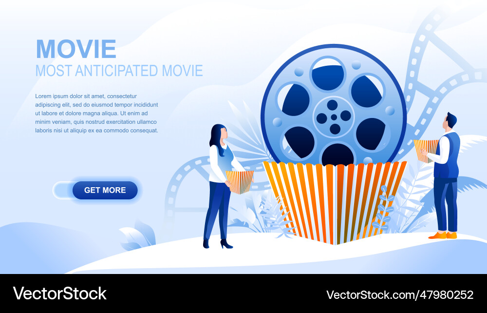Movie flat landing page with header banner Vector Image