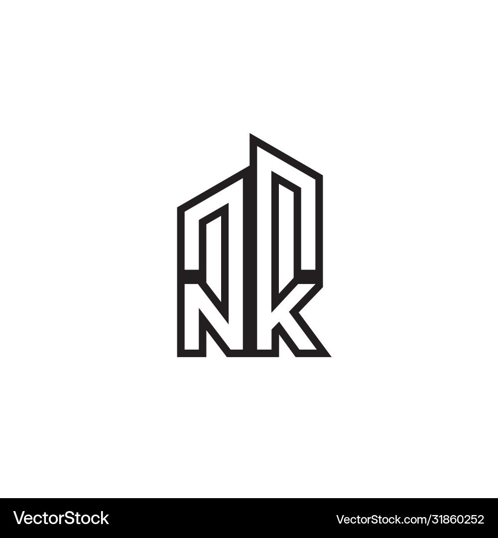 N k building letter logo design concept Royalty Free Vector