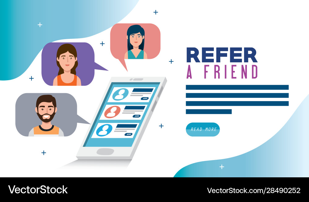 Poster refer a friend with speech bubbles Vector Image