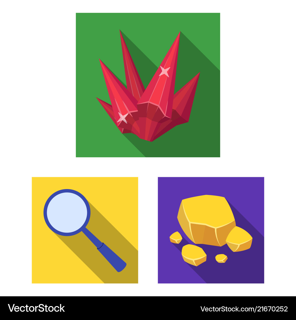 Precious minerals flat icons in set collection Vector Image