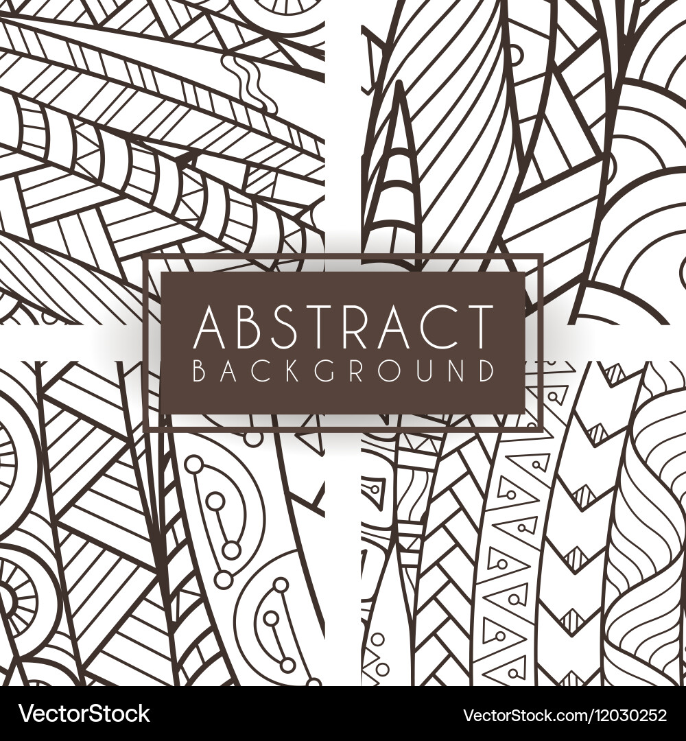 Set of four monochrome intricate patterns doodle Vector Image
