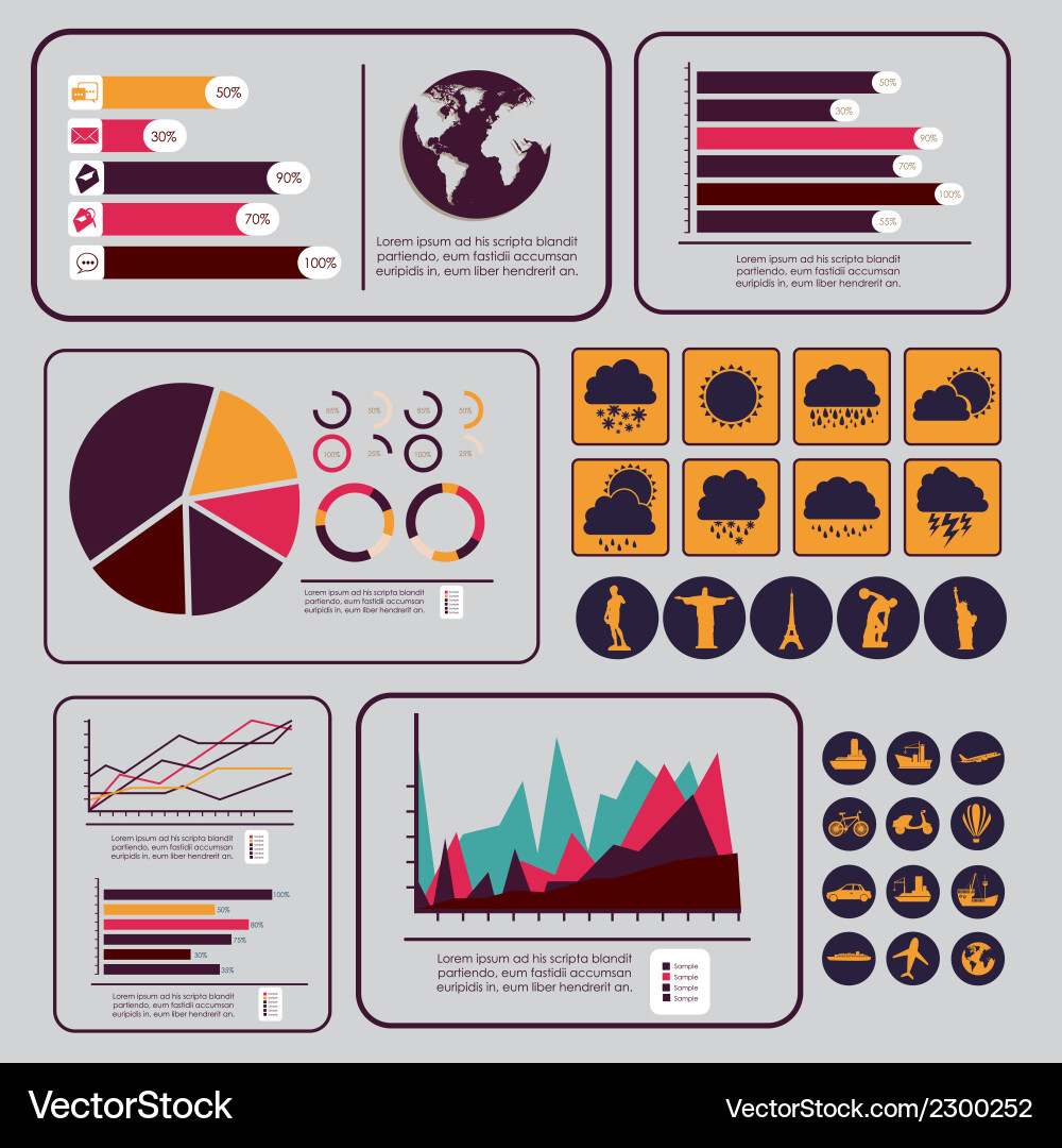 Tourism infographics with colors graphs Royalty Free Vector