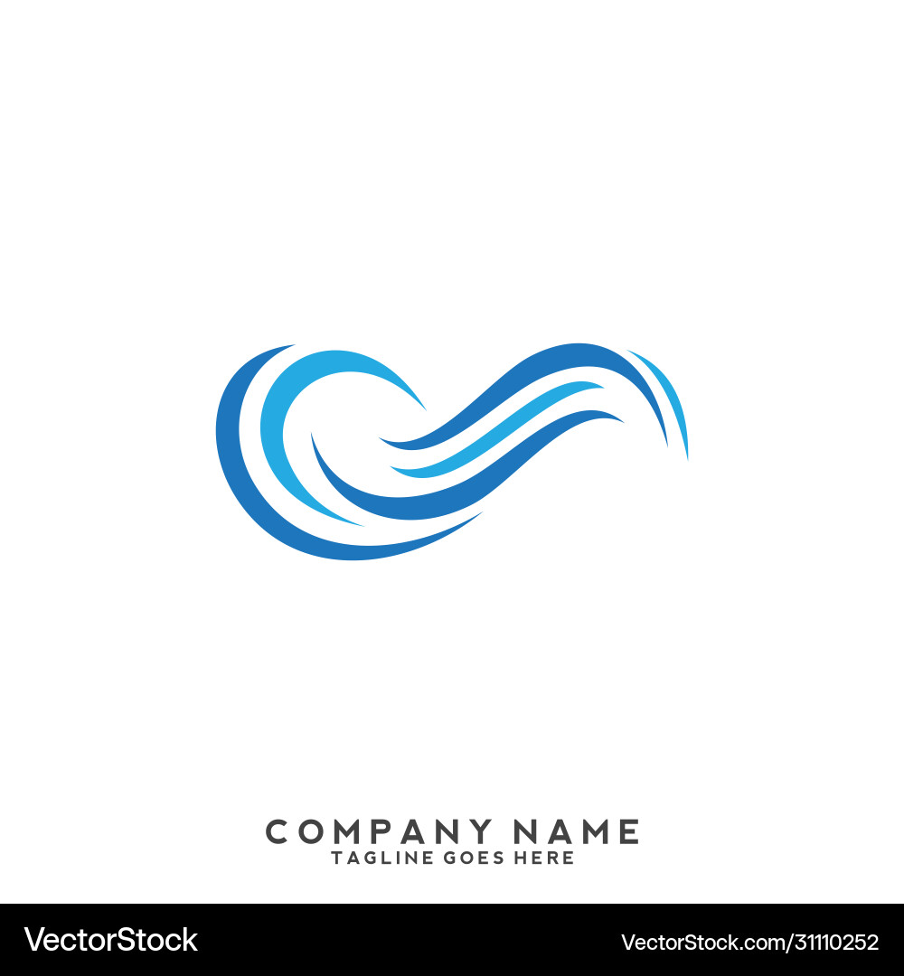 Water wave symbol and icon logo template Vector Image