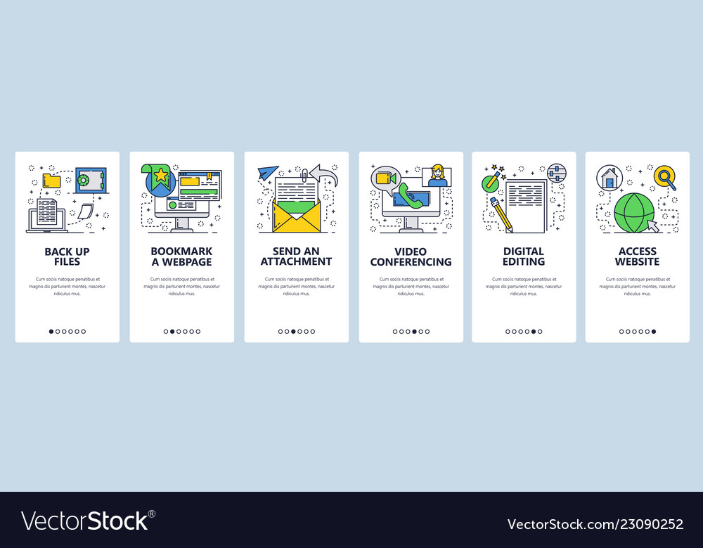 Web site onboarding screens files and computer Vector Image Web site onboarding screens files and computer Vector Image
