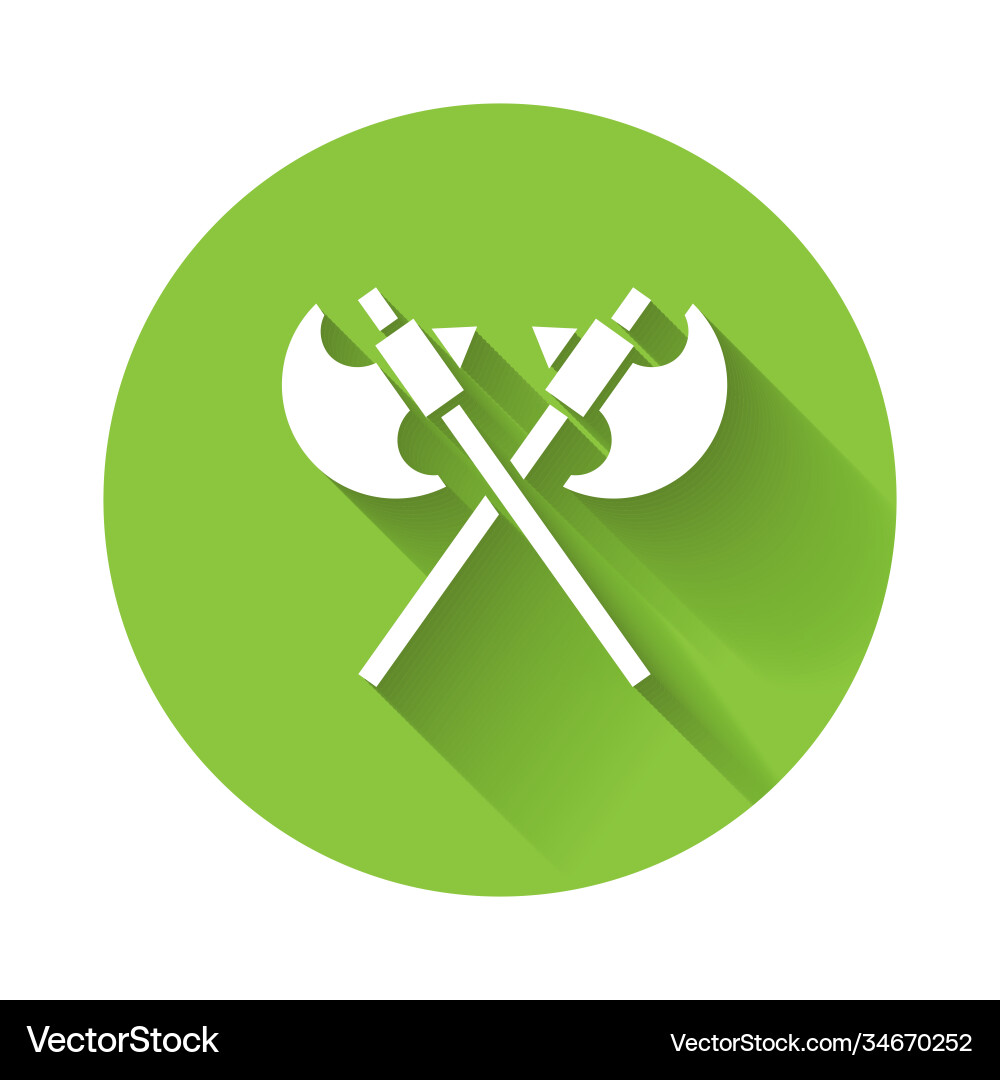 White crossed medieval axes icon isolated Vector Image