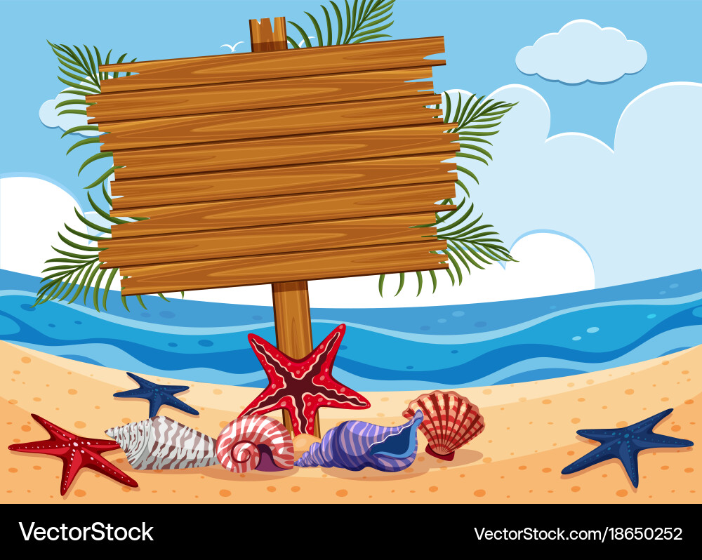 Wooden sign on the beach Royalty Free Vector Image