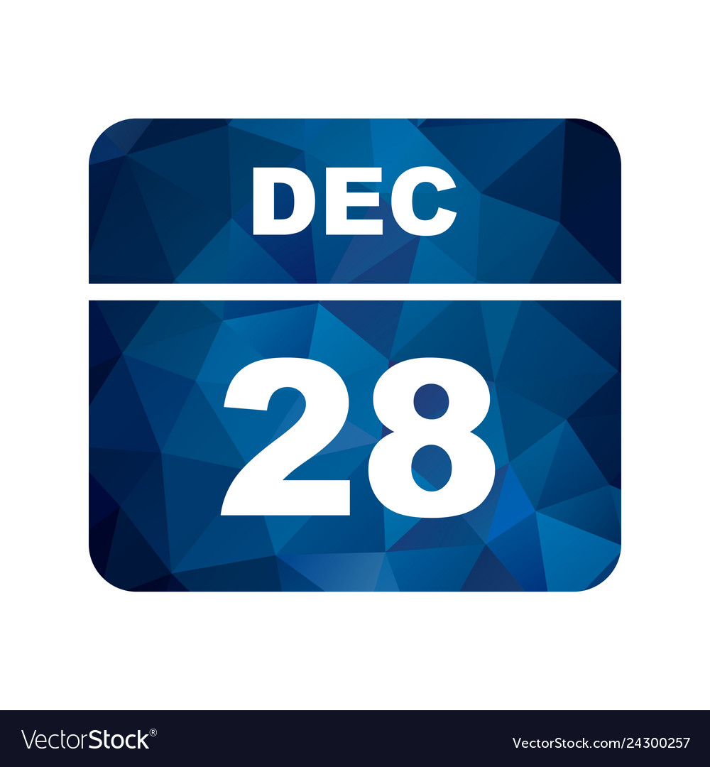 December 28th date on a single day calendar Vector Image