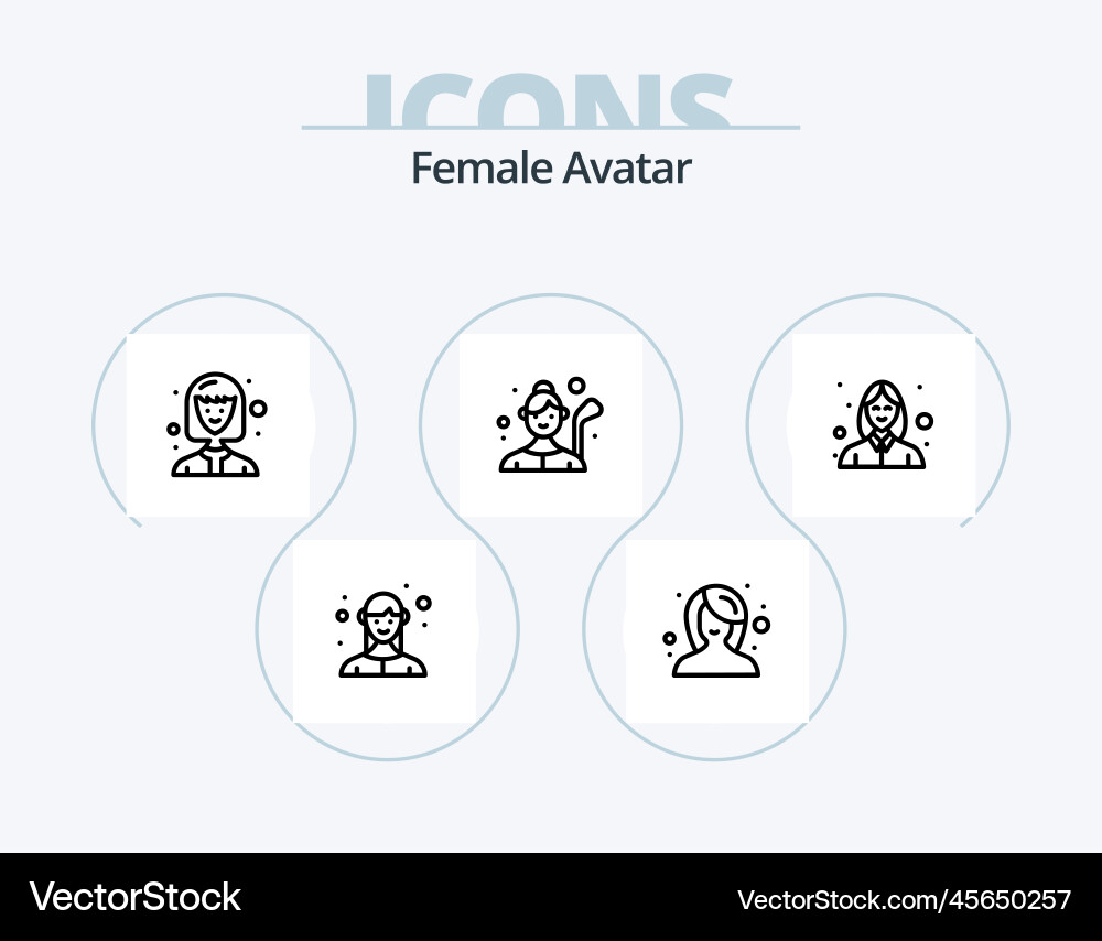 Female avatar line icon pack 5 icon design Vector Image