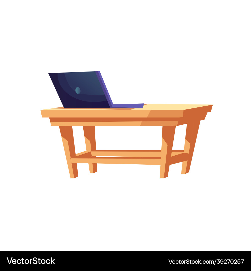 Flat cartoon laptop on tableelectronic equipment Vector Image
