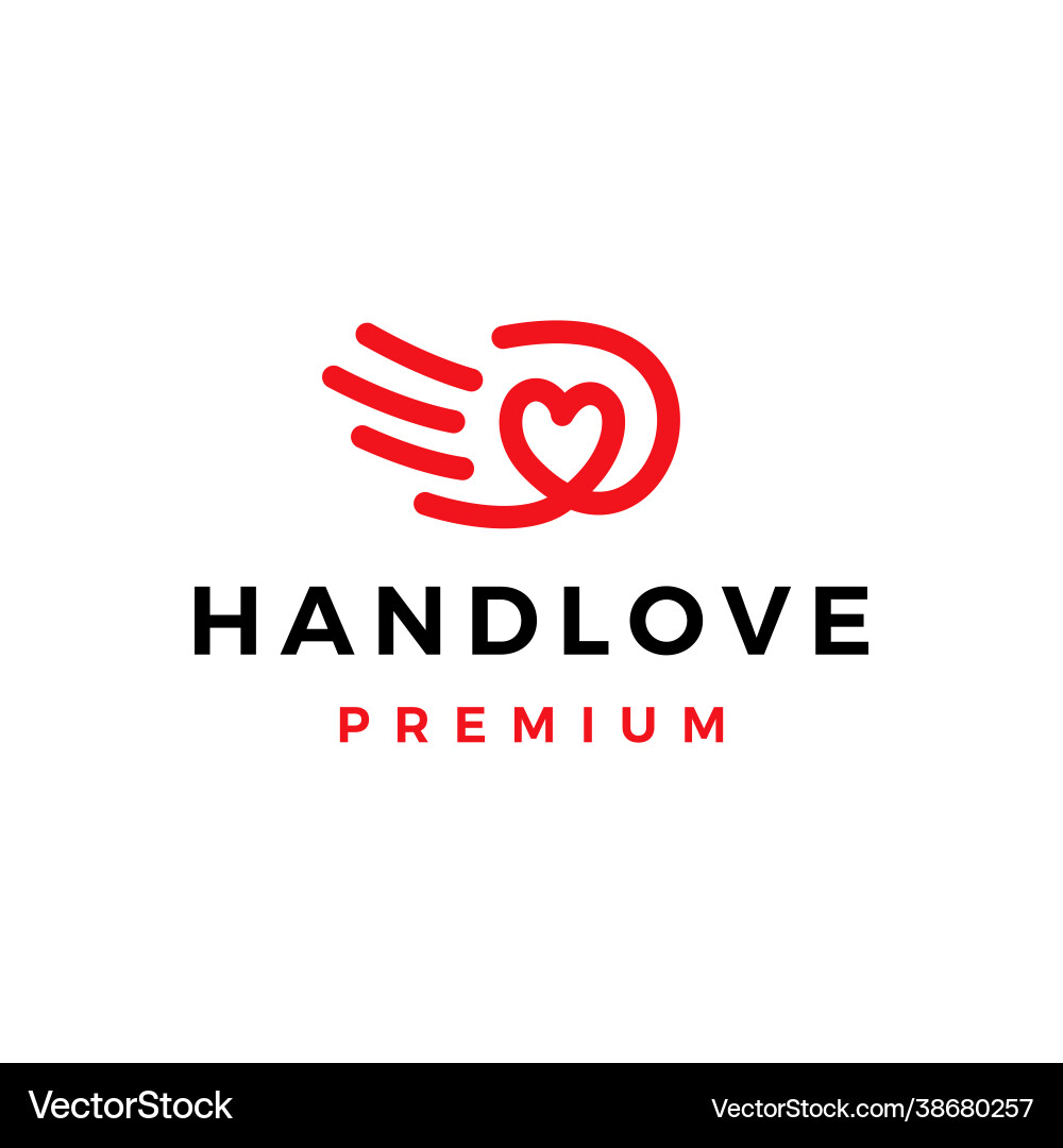 Hand love heart care help logo icon Royalty Free Vector