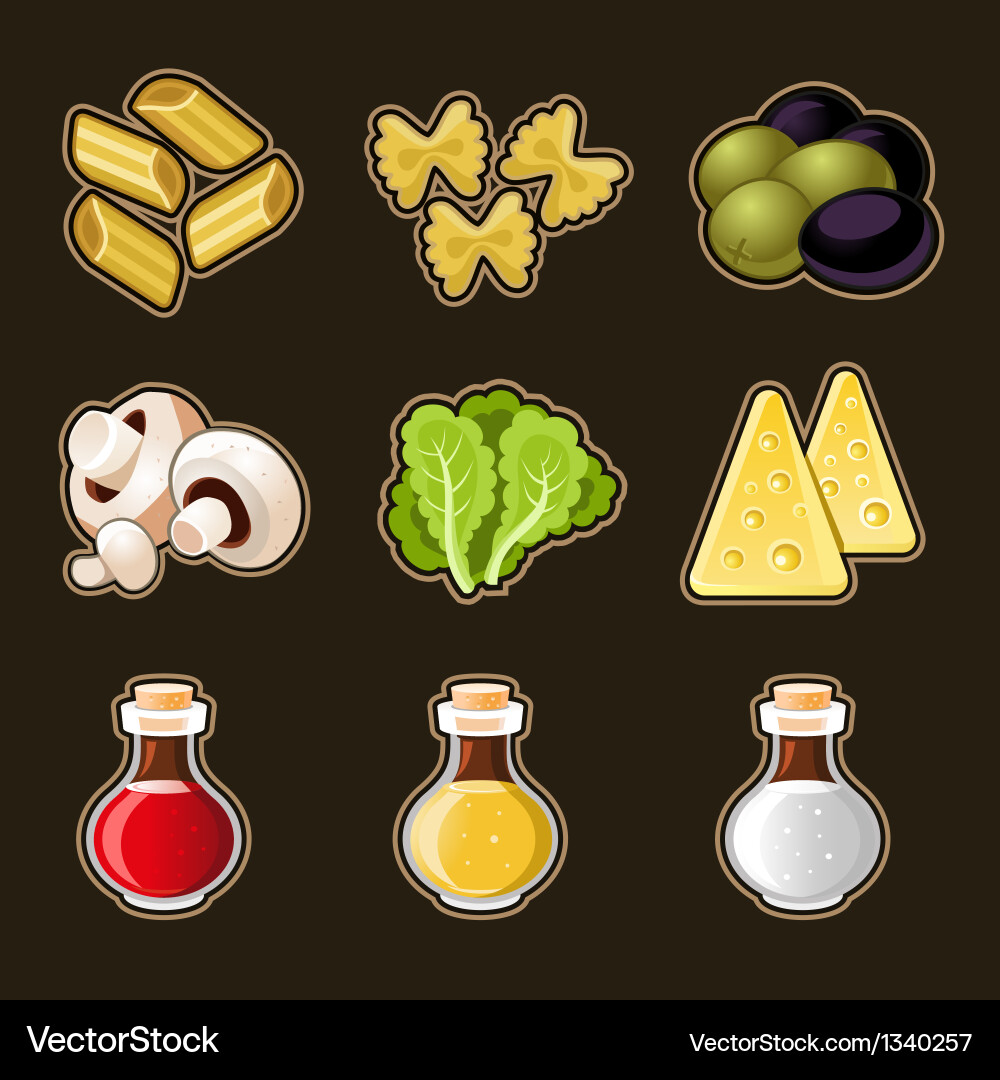 Italian food icon set Royalty Free Vector Image