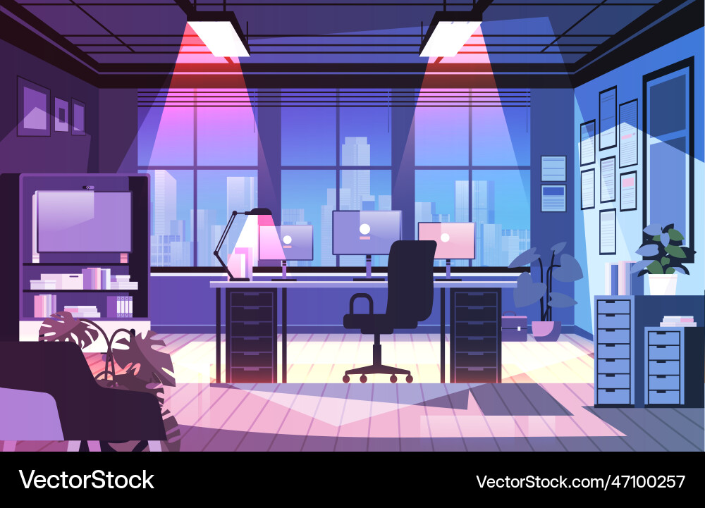 Modern loft interior of night open space home Vector Image