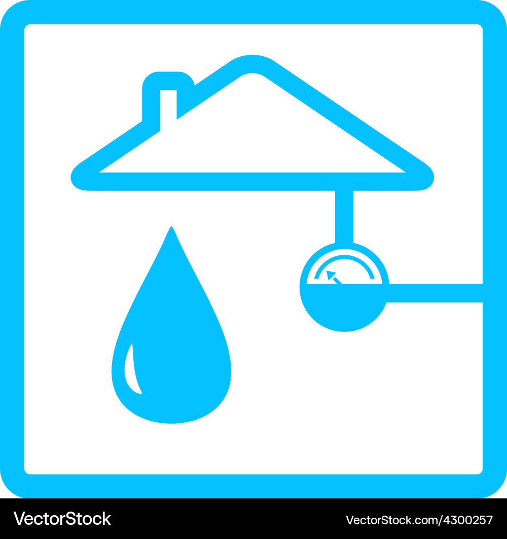 Pipeline with meter of water and drop Royalty Free Vector