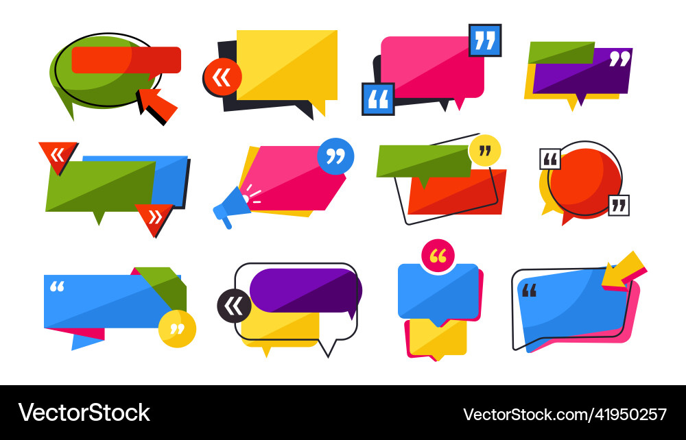 Quotes frames set quote shapes colorful graphic Vector Image