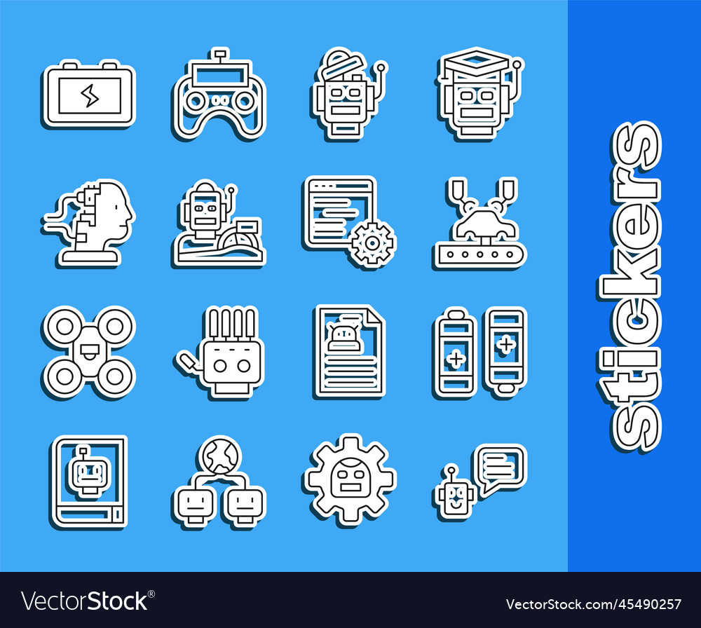 Set line bot battery robotic robot arm on Vector Image Set line bot battery robotic robot arm on Vector Image