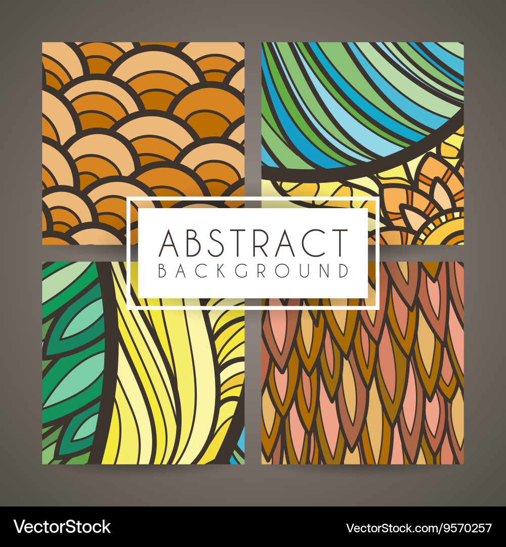 Set of four colorful intricate patterns Royalty Free Vector