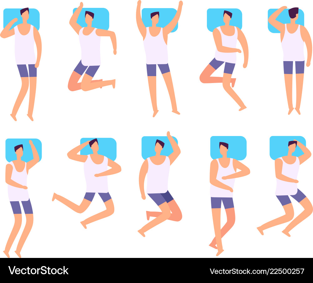 Sleeping man top view male sleeps in various Vector Image