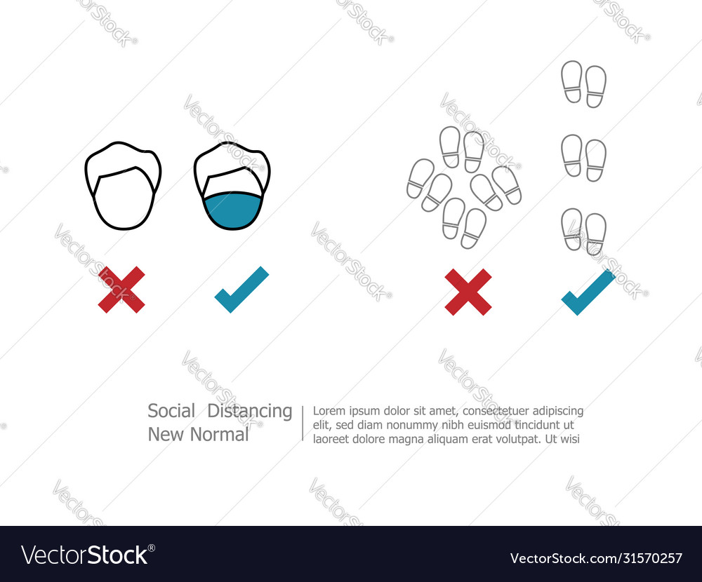 Social distancing new normal concept use mask and Vector Image
