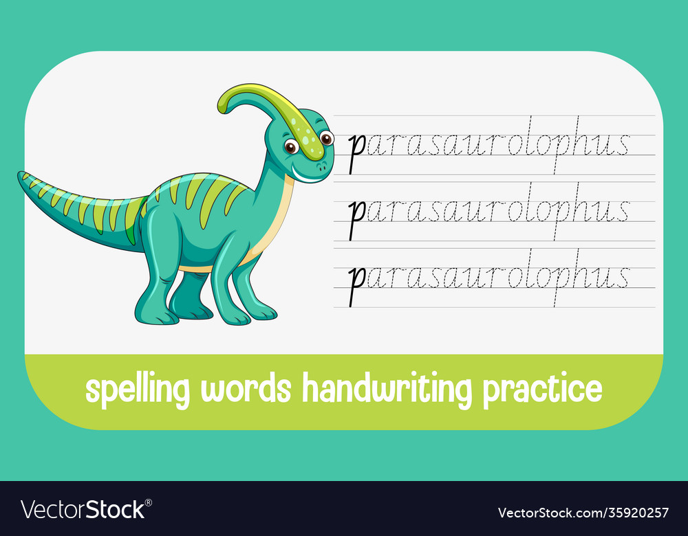 Spelling words dinosaur handwriting practice Vector Image