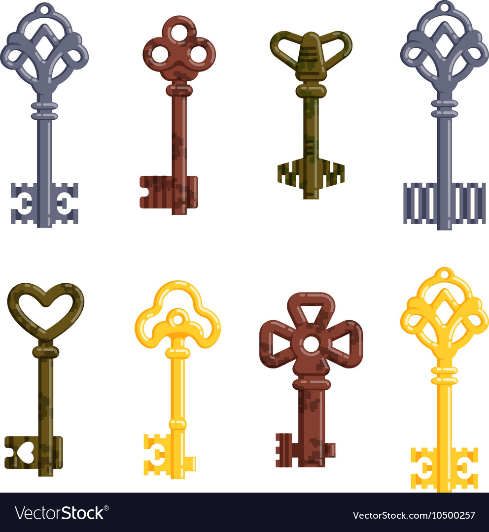 Vintage key isolated icon Royalty Free Vector Image