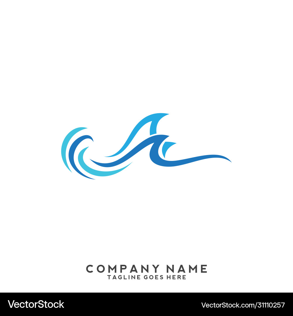 Water wave symbol and icon logo template Vector Image