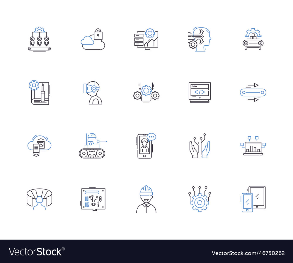 Automation outline icons collection robotic Vector Image Automation outline icons collection robotic Vector Image