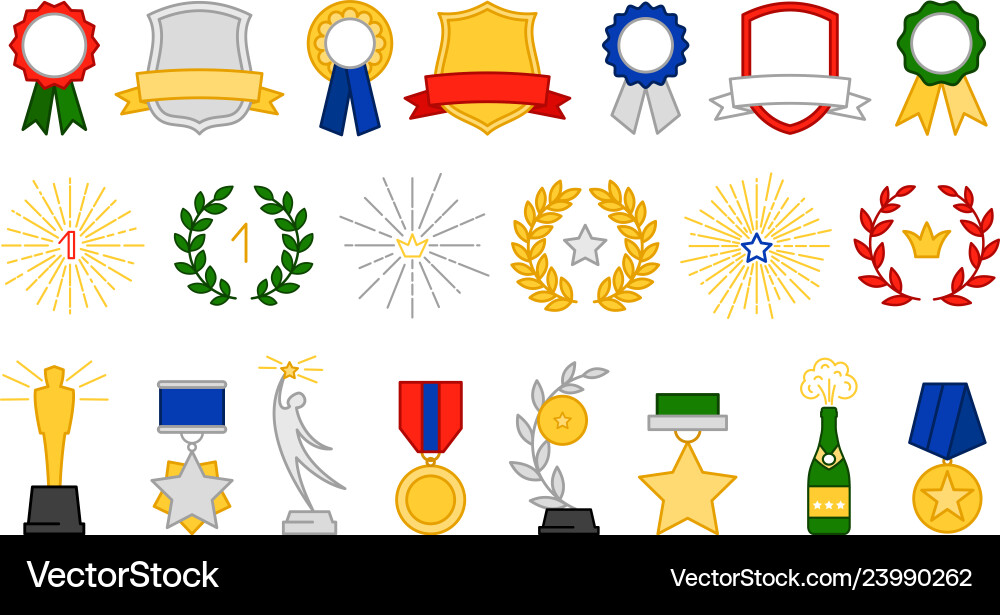 Award and prize icons Royalty Free Vector Image