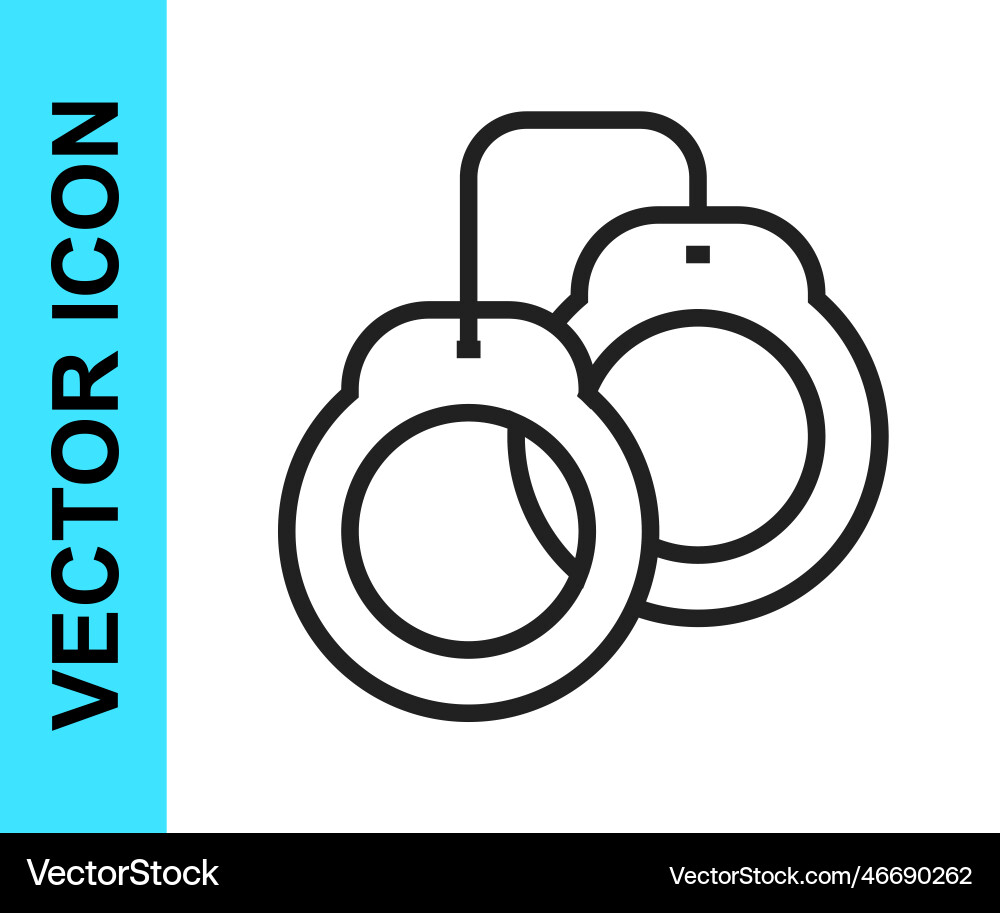 Black line handcuffs icon isolated on white Vector Image