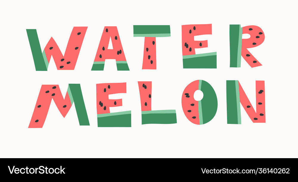 Cartoon funny watermelon font hand drawn fruit Vector Image
