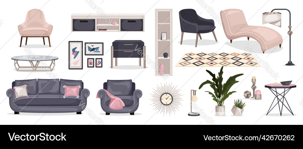 Designer furniture icon set Royalty Free Vector Image