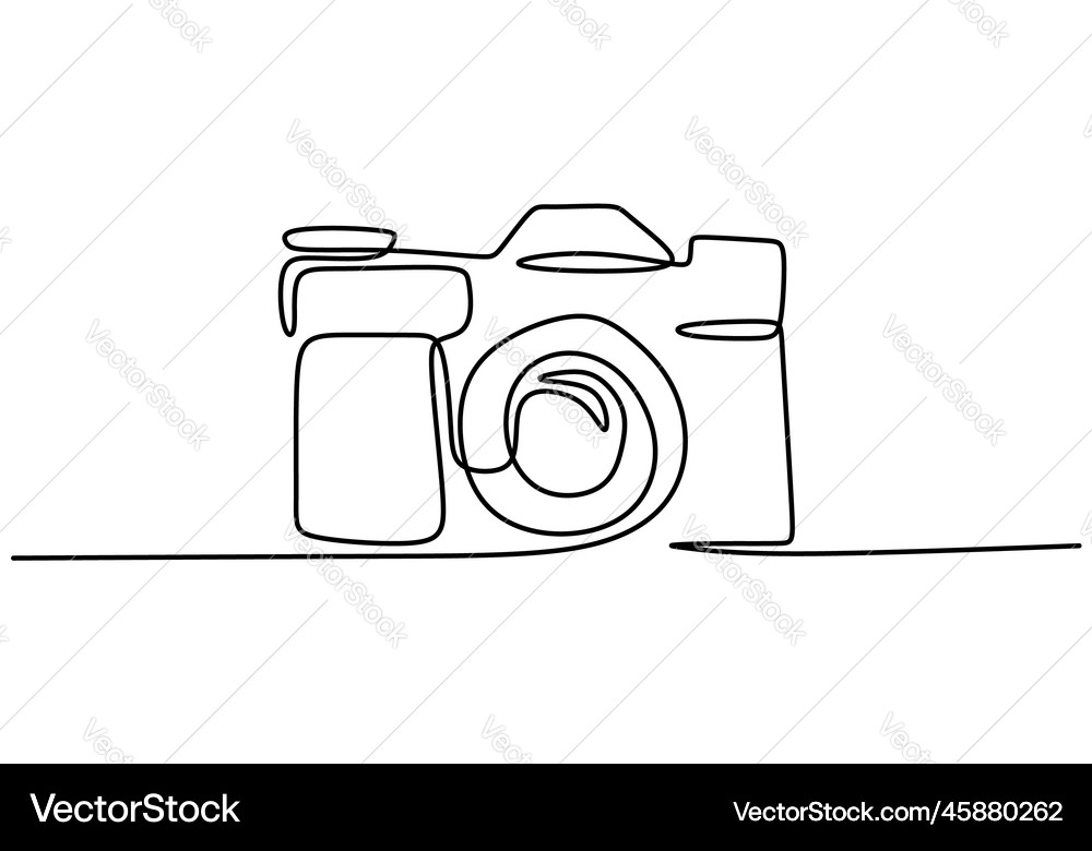 Digital camera one line drawing gadget technology Vector Image