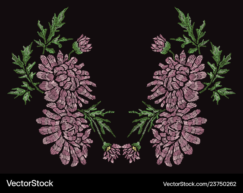 Embroidery floral decoration Royalty Free Vector Image