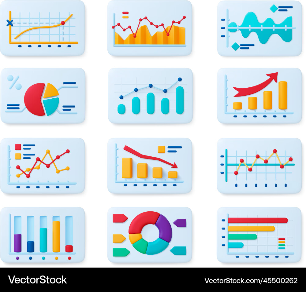 Financial infographic 3d icons data research Vector Image