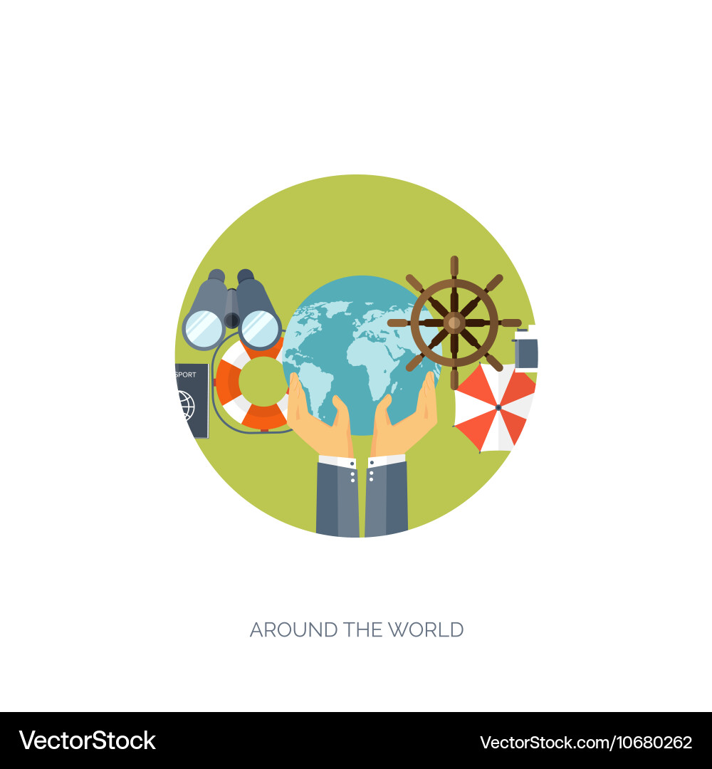 Flat travel background summer holidays vacation Vector Image