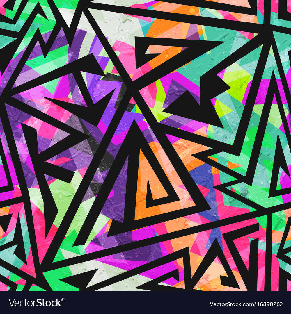 Graffiti geometric seamless pattern with grunge Vector Image Graffiti geometric seamless pattern with grunge Vector Image