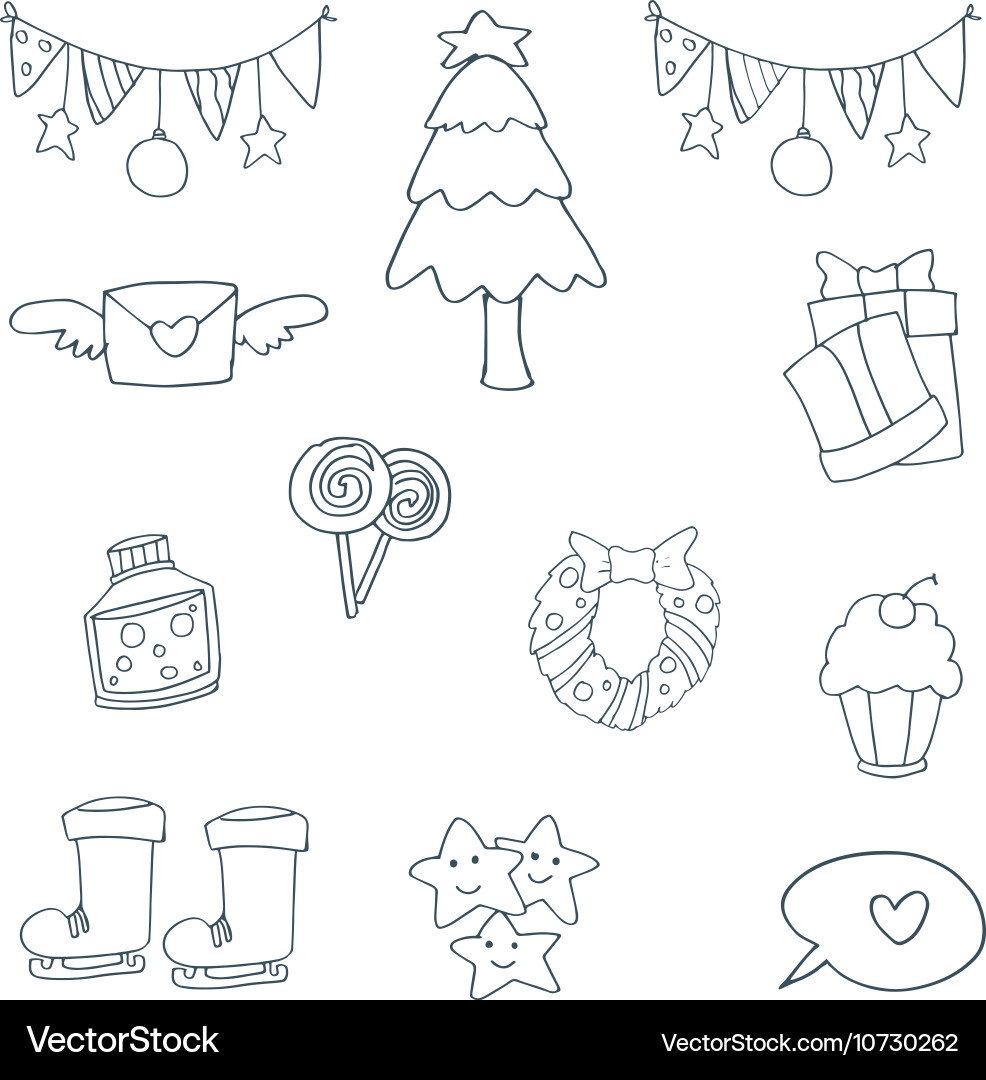 Hand draw object christmas of doodle Royalty Free Vector