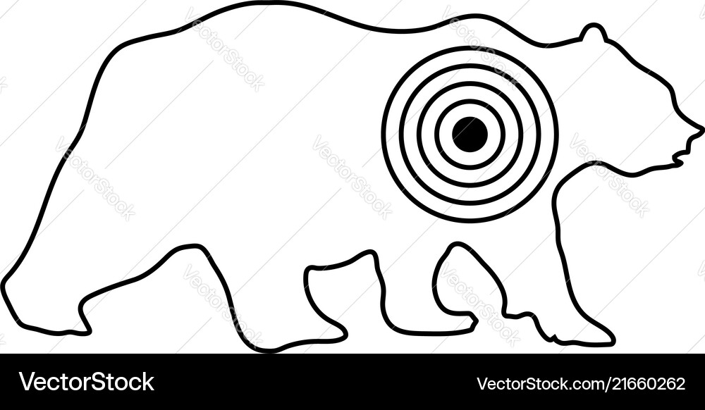 Icon of bear silhouette with target Royalty Free Vector