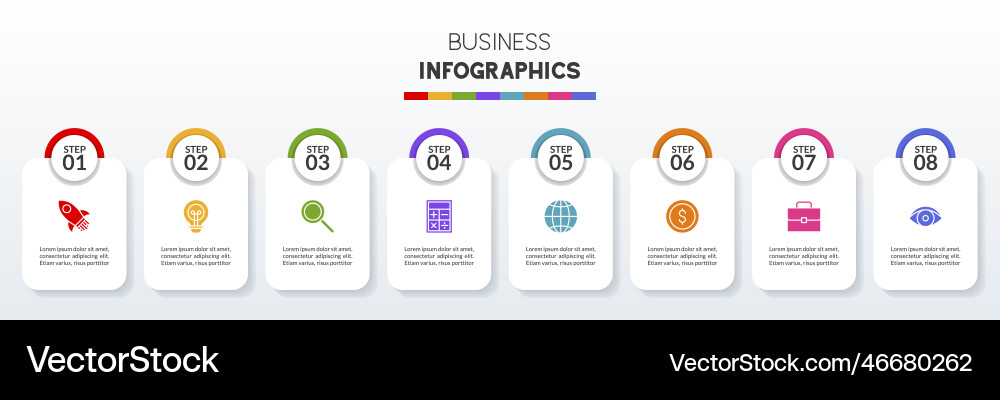 Infographics design template and icons with 8 Vector Image