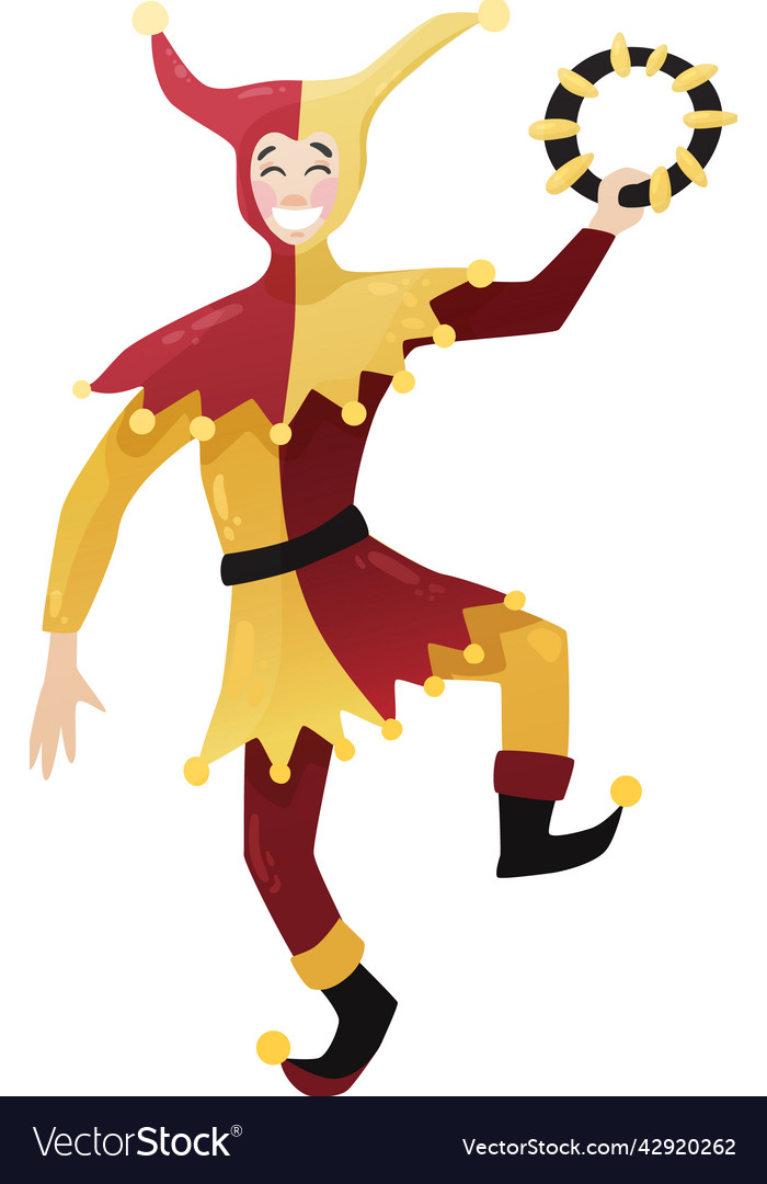 Medieval jester character composition Royalty Free Vector