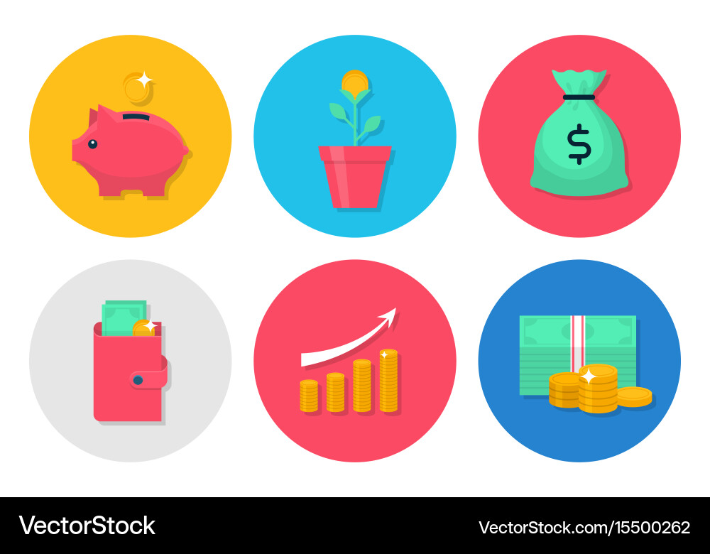 Money flat icons set Royalty Free Vector Image