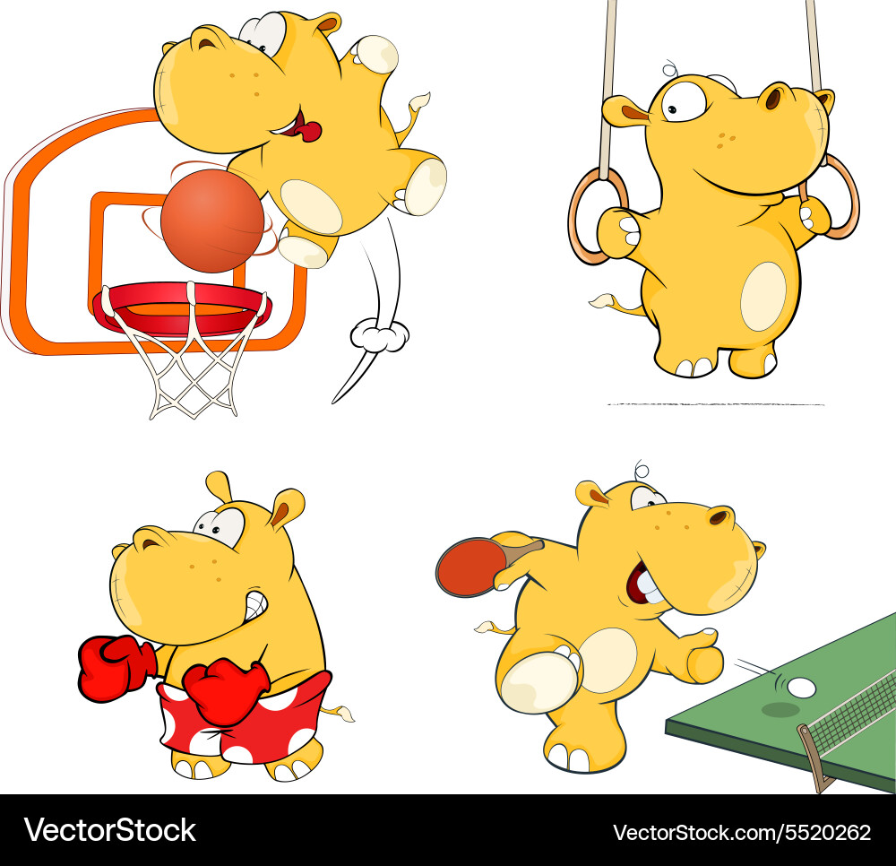 Set of hippos cartoon Royalty Free Vector Image