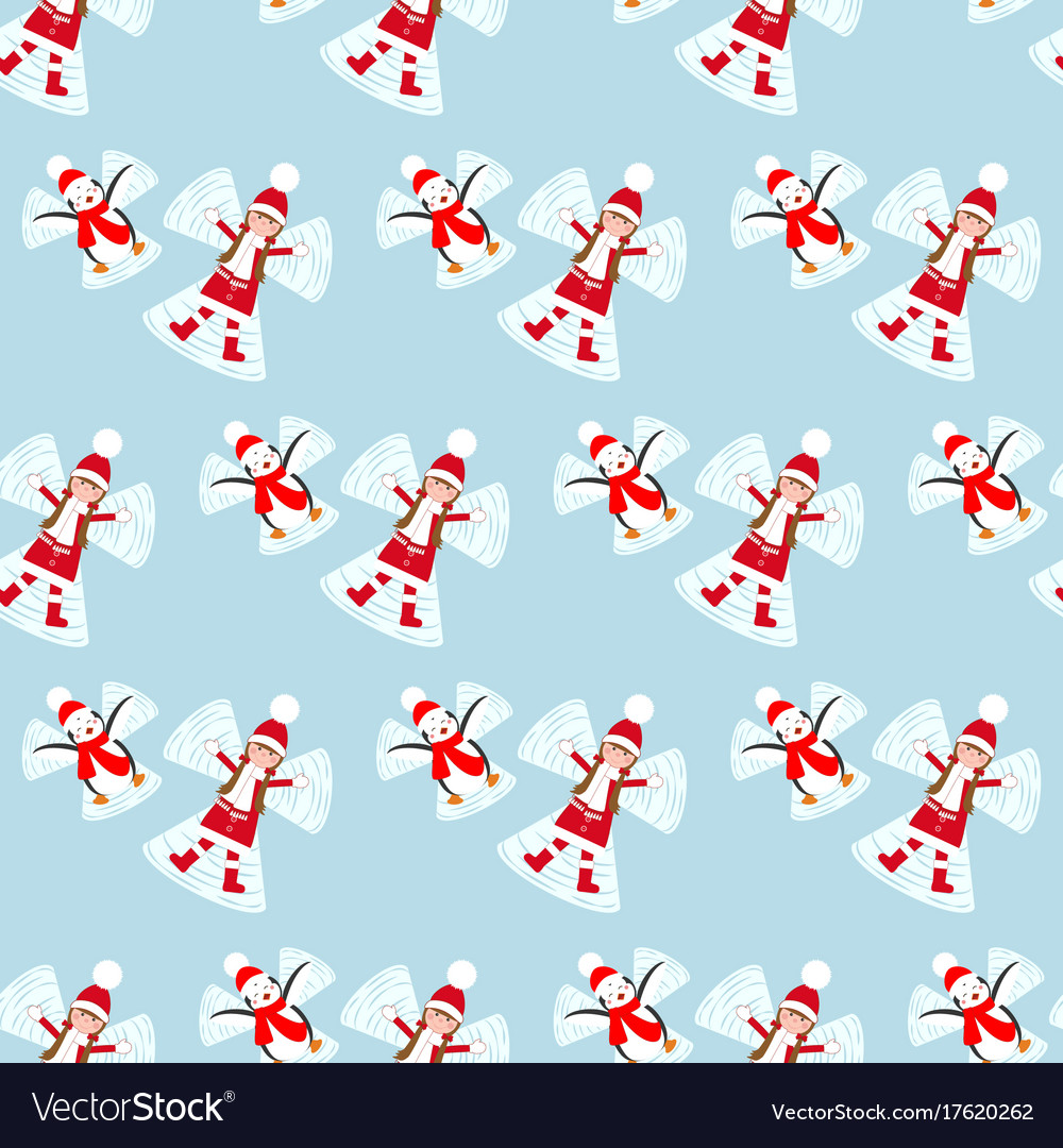 Snow angels pattern Royalty Free Vector Image - VectorStock