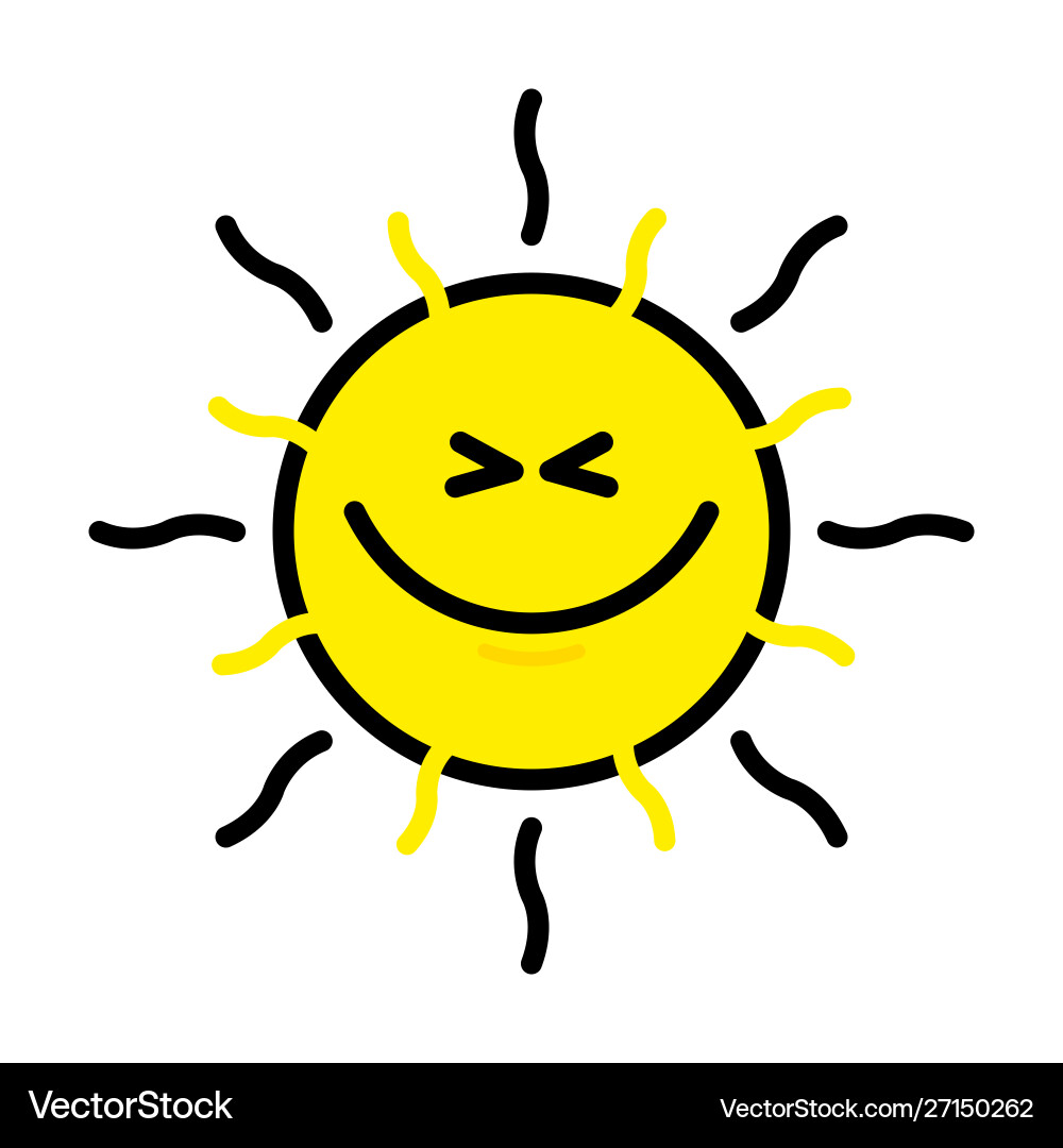 Sun in cartoon style on white background Vector Image