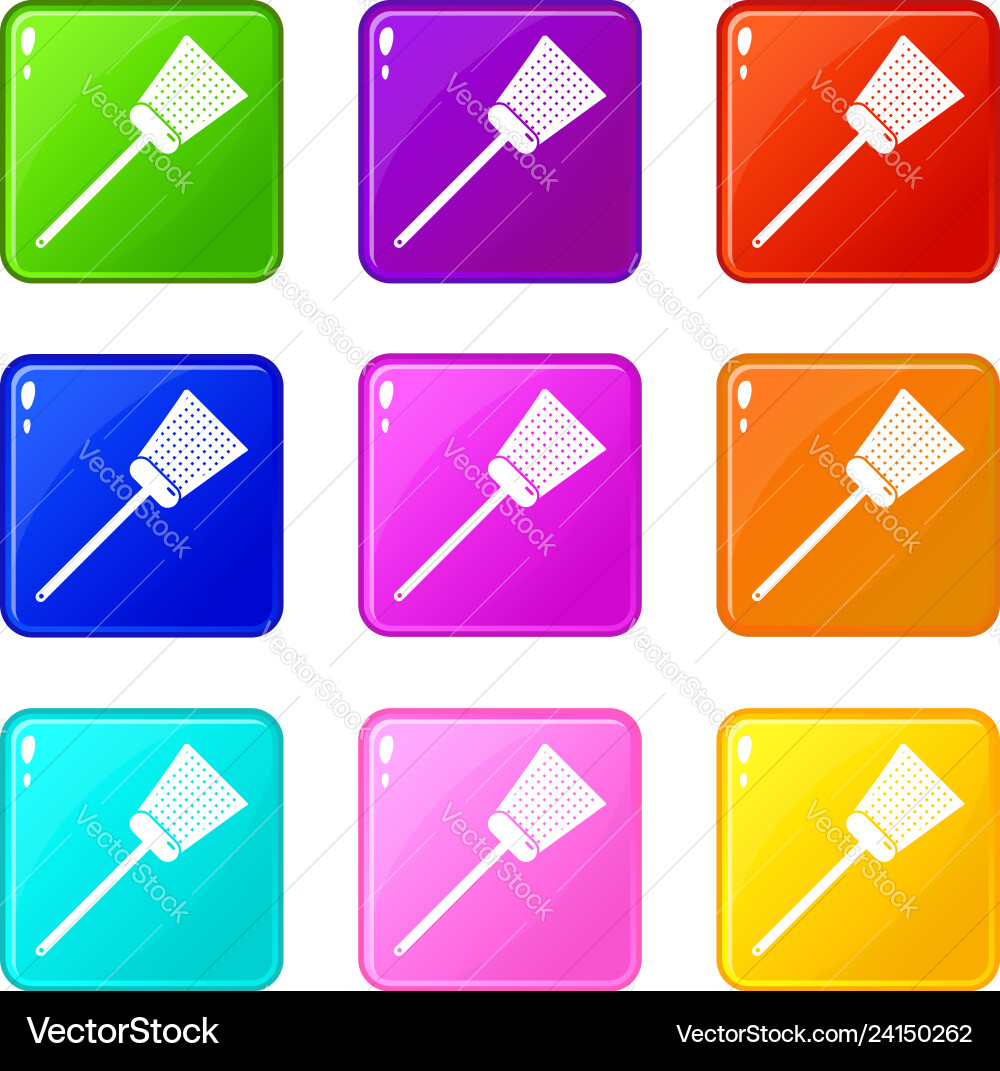 Swatter icons set 9 color collection Royalty Free Vector