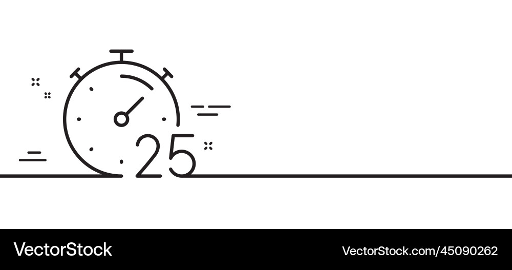 Timer 25 minutes line icon stopwatch time sign Vector Image